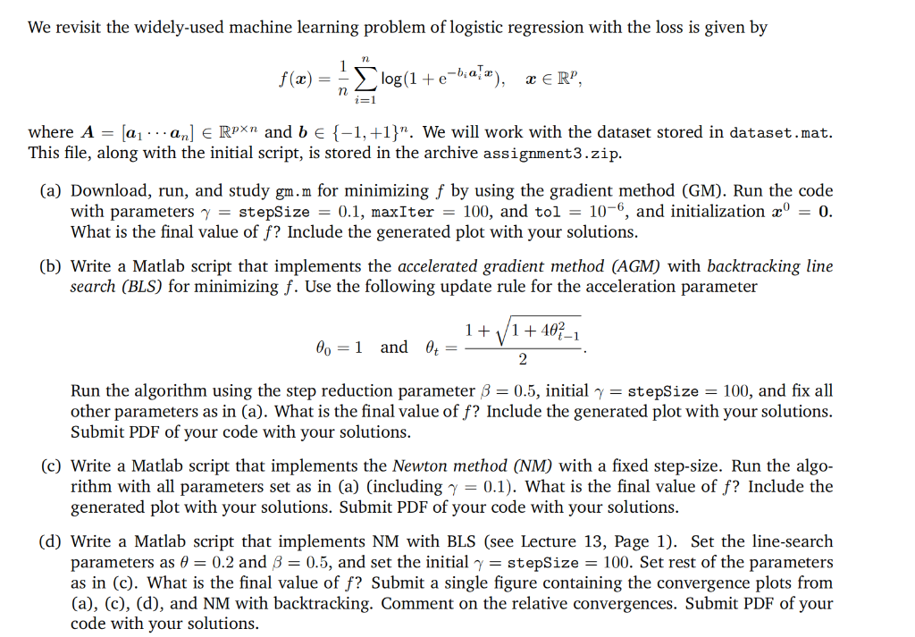 We revisit the widely-used machine learning problem | Chegg.com