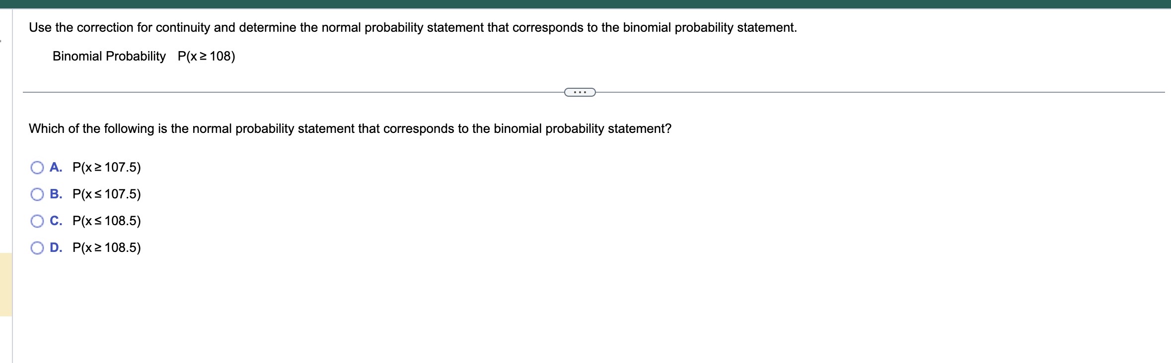 Solved 22. ﻿Use the correction for continuity and determine | Chegg.com