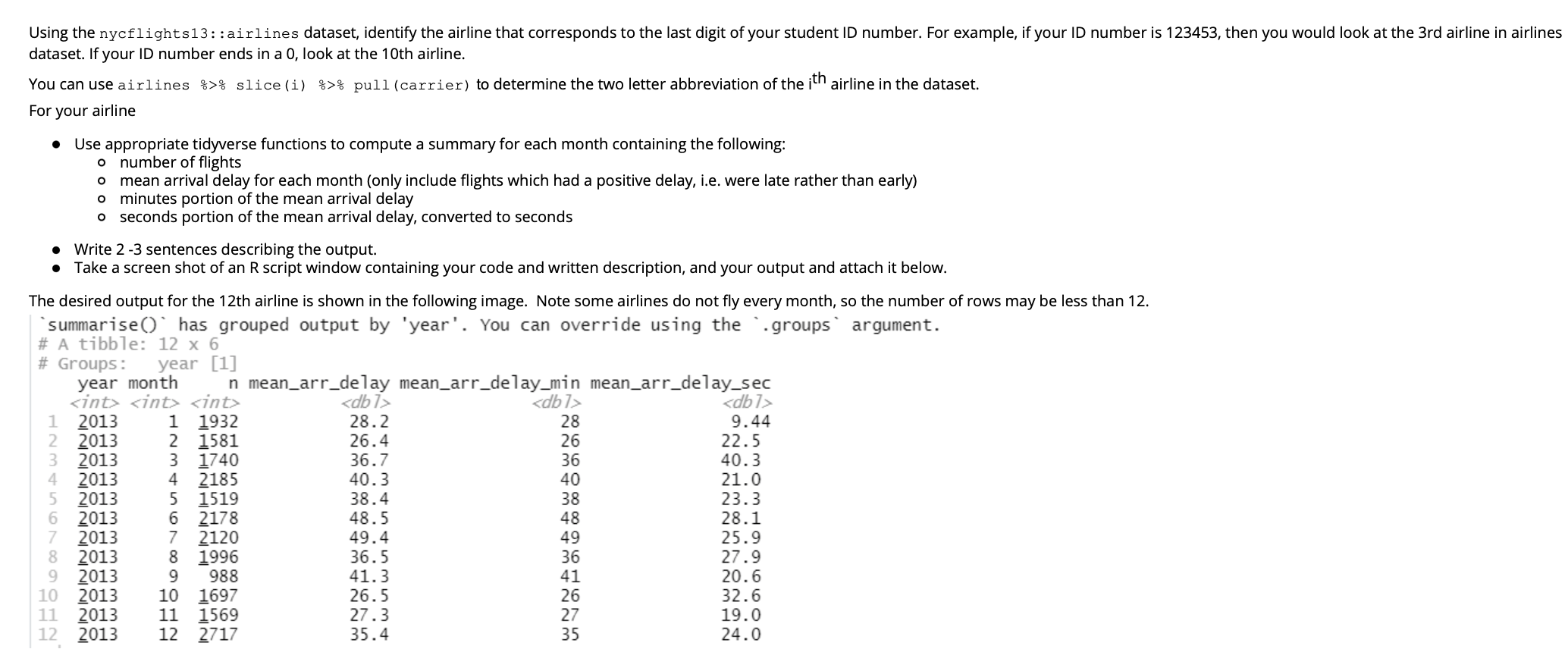 Using the nycflights13::airlines dataset, identify | Chegg.com