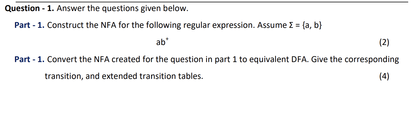 Solved Question - 1. Answer the questions given below. Part | Chegg.com