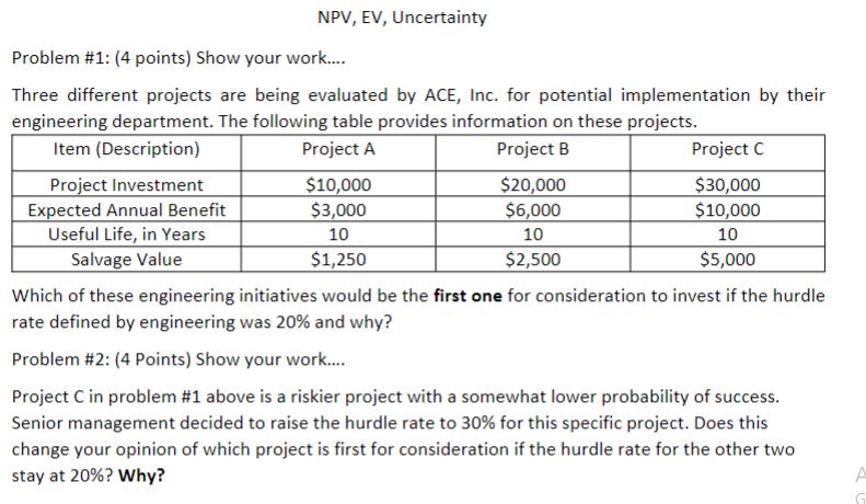 Solved Problem \#1: (4 points) Show your work.... Three | Chegg.com
