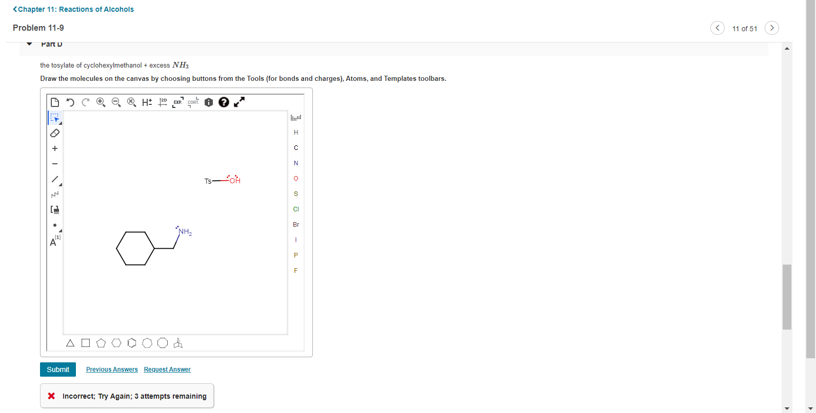 Solved Part D the tosylate of cyclohexylmethanol + excess | Chegg.com