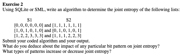Solved Exercise 2 Using Sqlite Or Sml Write An Algorithm To 