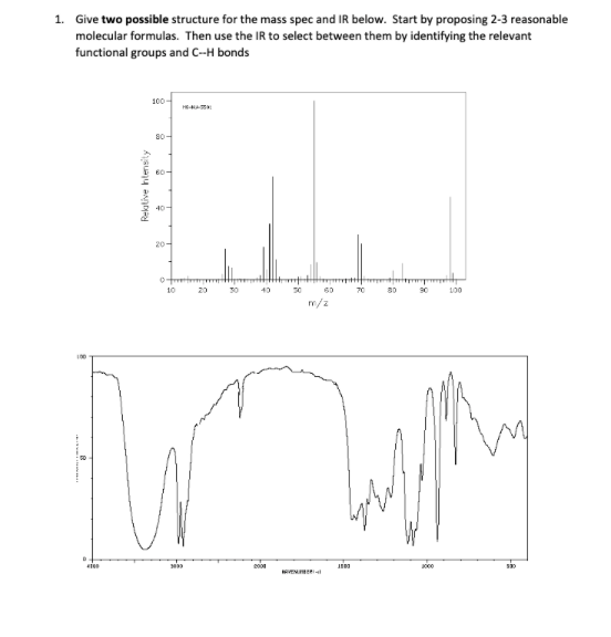 Solved 1. Give two possible structure for the mass spec and | Chegg.com