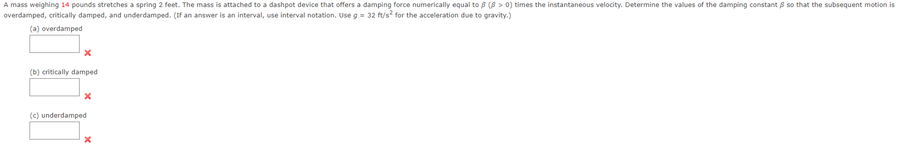 Solved overdamped, critically damped, and underdamped. (If | Chegg.com
