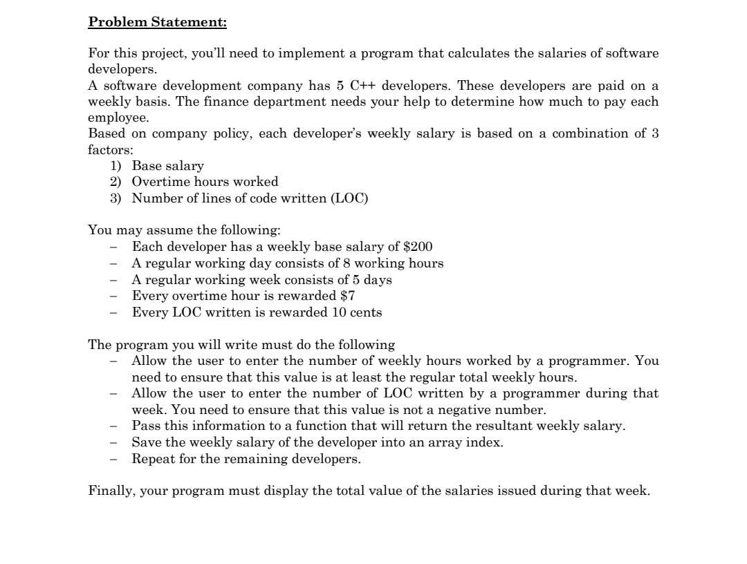 Solved Problem Statement: For this project, you'll need to | Chegg.com