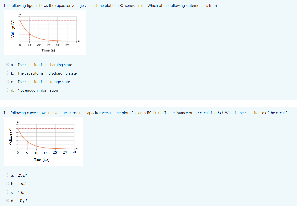 Solved What is the voltage across the capacitor when the | Chegg.com
