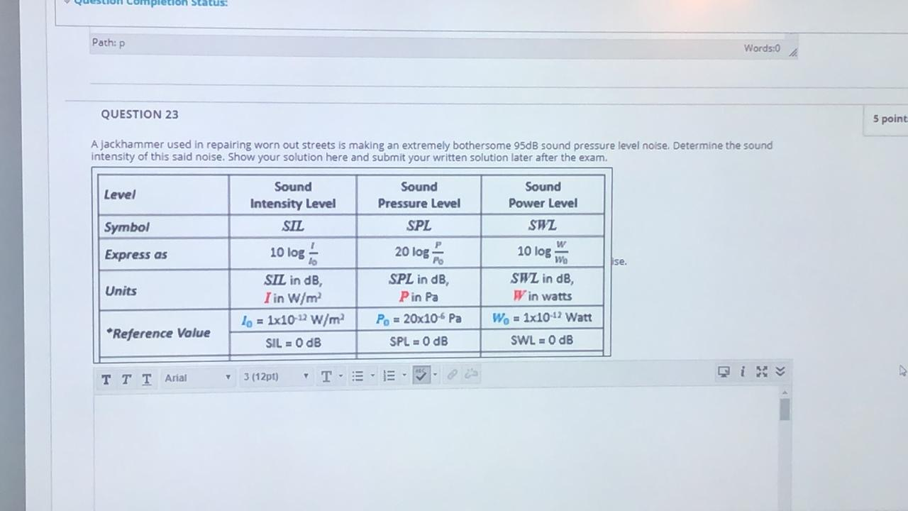 Solved on completion Status: Path:p Words:0 QUESTION 23 5 | Chegg.com