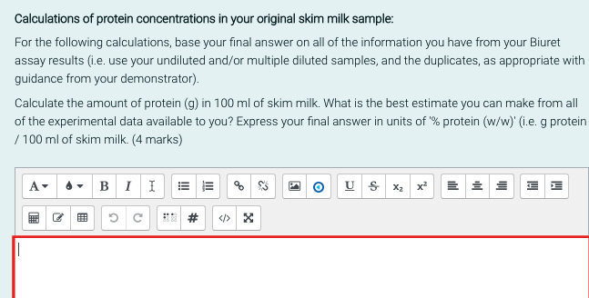 Calculations of protein concentrations in your | Chegg.com