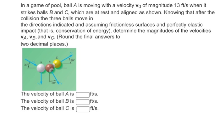 Solved In a game of pool, ball A is moving with a velocity | Chegg.com