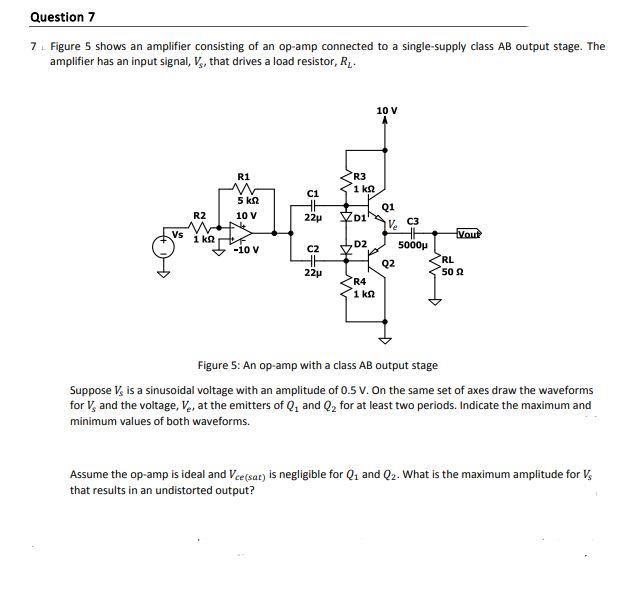 Solved Question 7 7 Figure 5 shows an amplifier consisting | Chegg.com