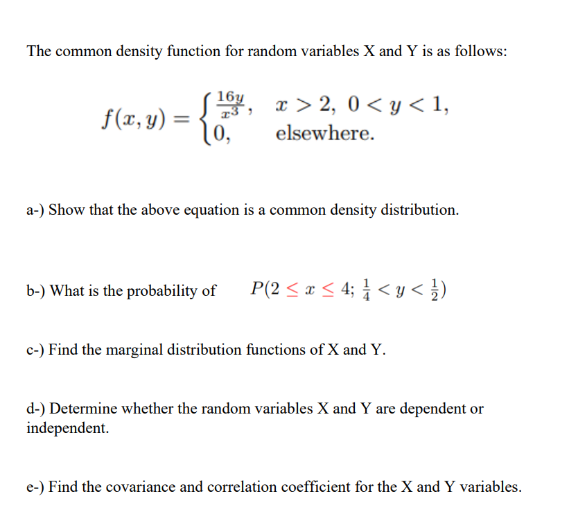 Solved The common density function for random variables X | Chegg.com