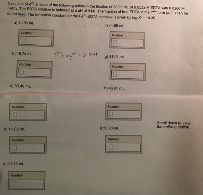 Solved Calculate pFe? at each of the following points in the | Chegg.com