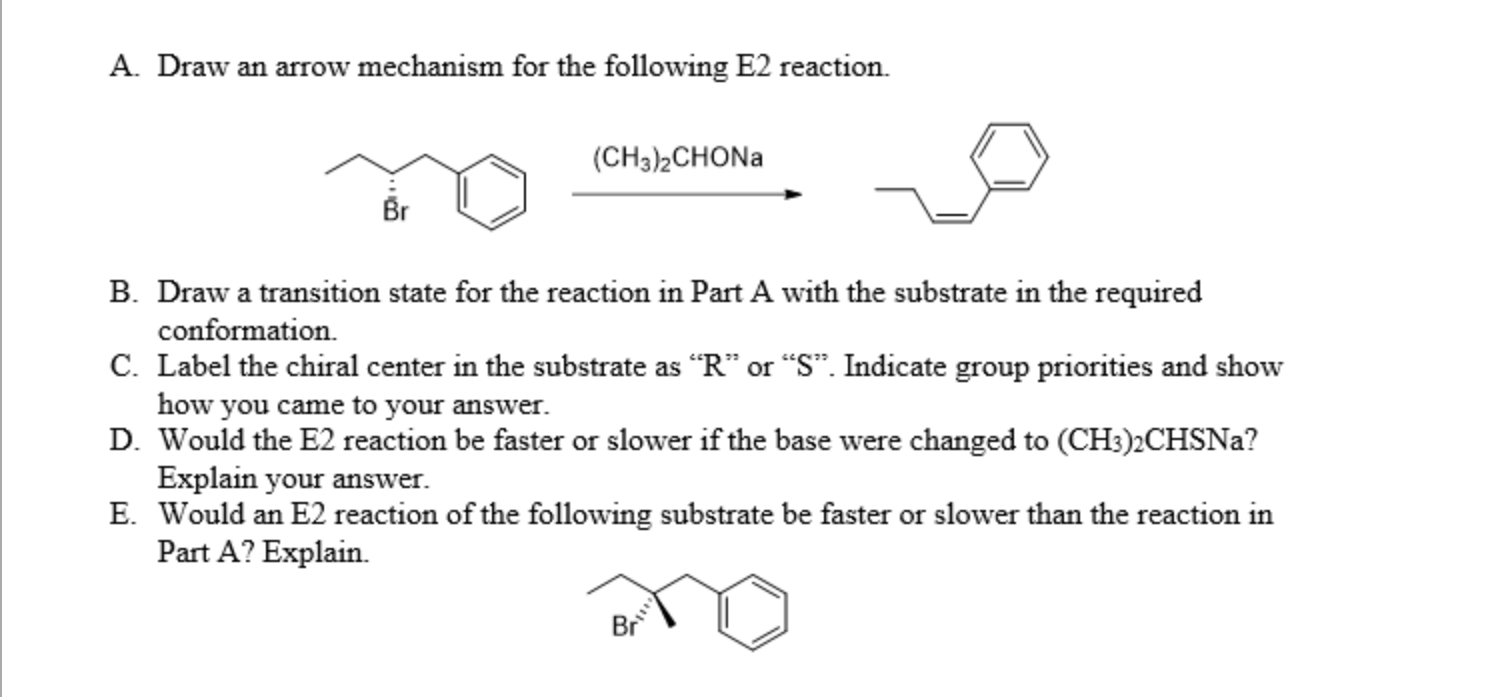 Solved A. Draw an arrow mechanism for the following E2 | Chegg.com