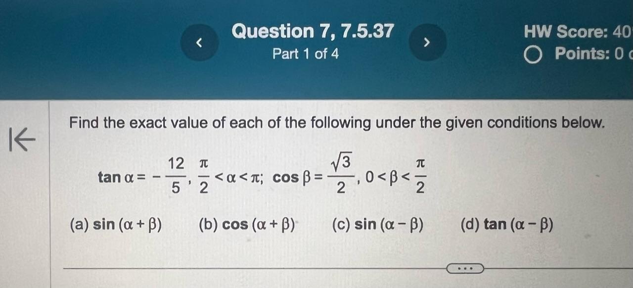 Solved Find the exact value of each of the following under | Chegg.com