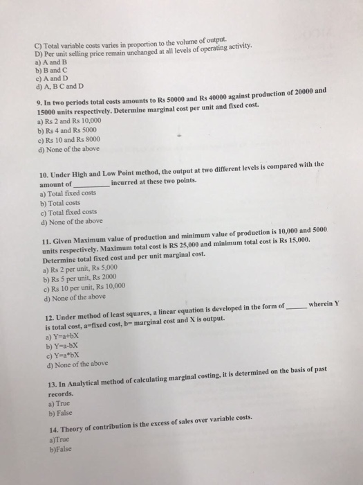 Solved Mcqs 1 Fixed Expenses Decrease Per Unit With The 6821