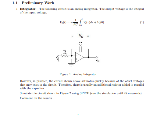 Figure 2: Practical integrator 2. Differentiator: The | Chegg.com