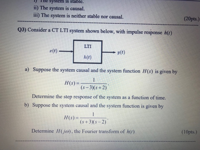Solved ) Tne System is stable. ii) The system is causal. ii) | Chegg.com