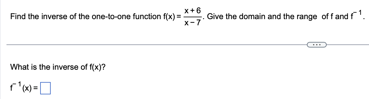 Solved Find the inverse of the one-to-one function | Chegg.com