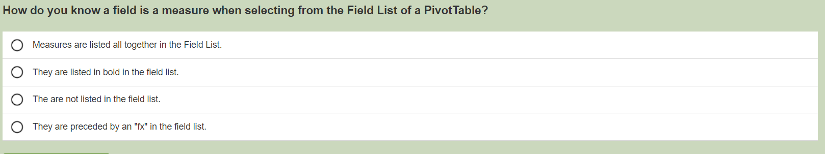 Solved How Do You Know A Field Is A Measure When Selecting Chegg