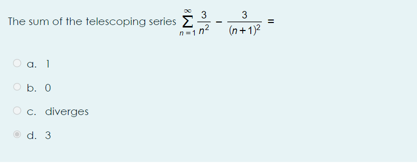 Solved The sum of the telescoping series | Chegg.com