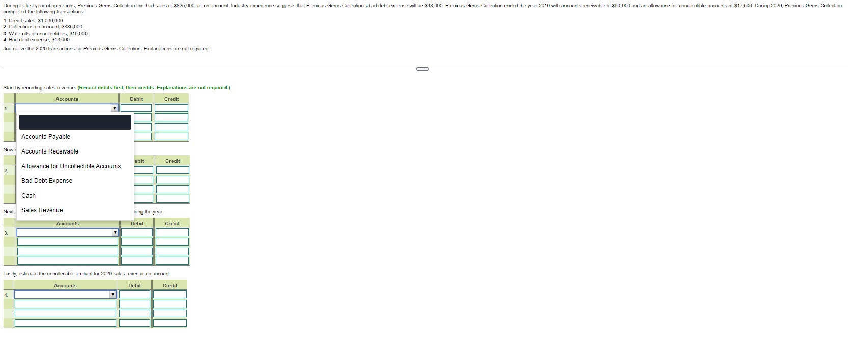 Solved completed the following transactions: 1. Credit | Chegg.com