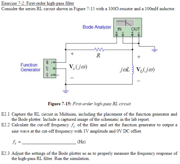 Exercise 7-1: First-order low-pass filter Consider | Chegg.com