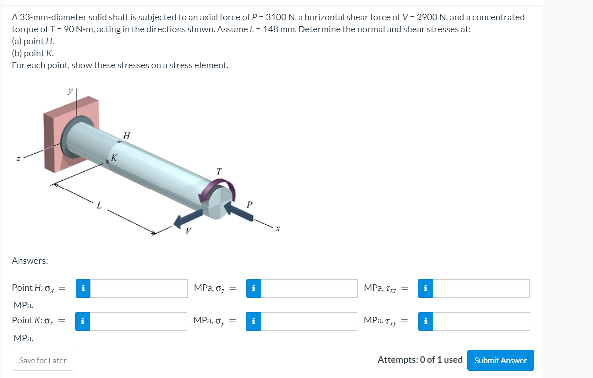 Solved A 33-mm-diameter solid shaft is subjected to an axial | Chegg.com