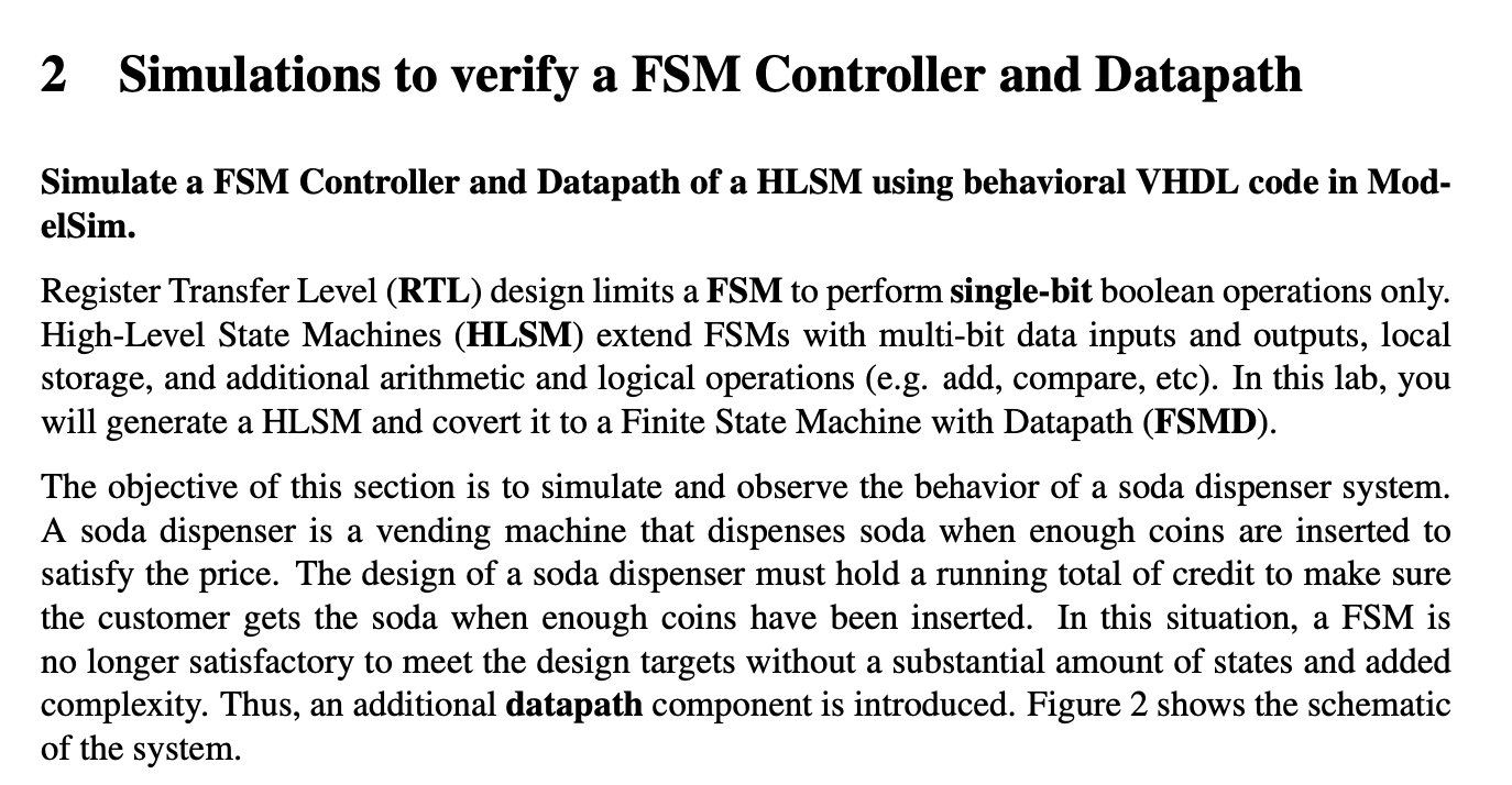 2 Simulations to verify a FSM Controller and Datapath | Chegg.com