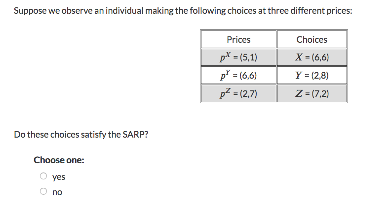 Solved Suppose we observe an individual making the following | Chegg.com