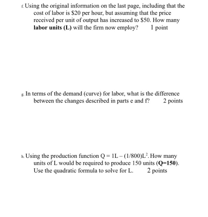 Solved 2. Suppose a short-run production function is | Chegg.com
