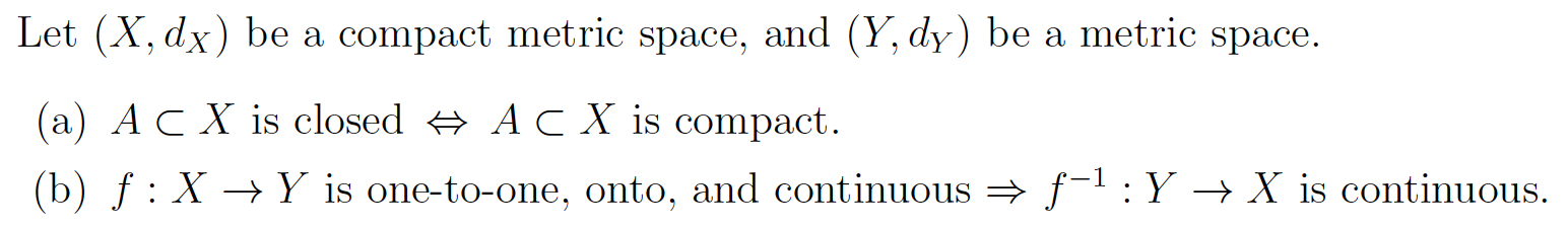 Solved Let (X, dy) be a compact metric space, and (Y, dy) be | Chegg.com