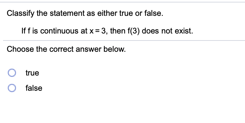 Solved Classify the statement as either true or false Iff is | Chegg.com