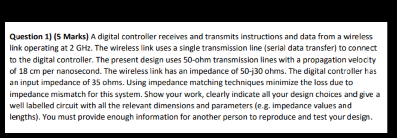 Solved Question 1) (5 Marks) A digital controller receives | Chegg.com