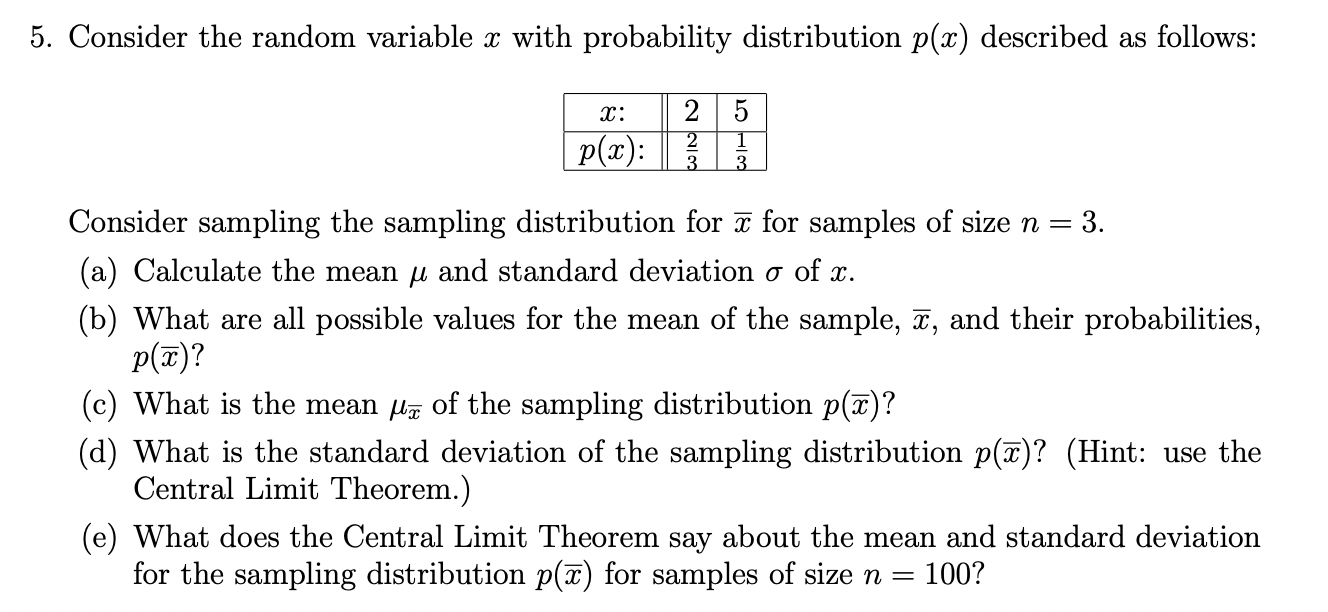 Consider the random variable x with probability | Chegg.com