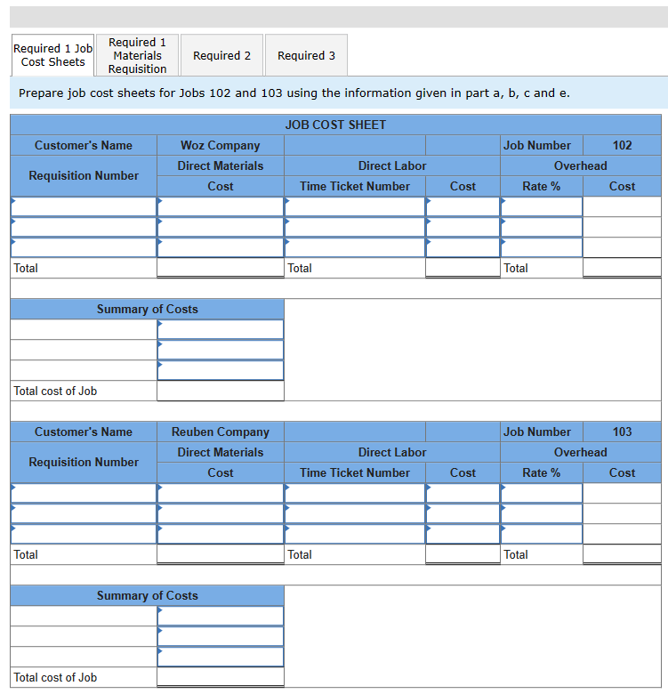 Solved Problem 15-6A (Static) Preparing job cost sheets and | Chegg.com