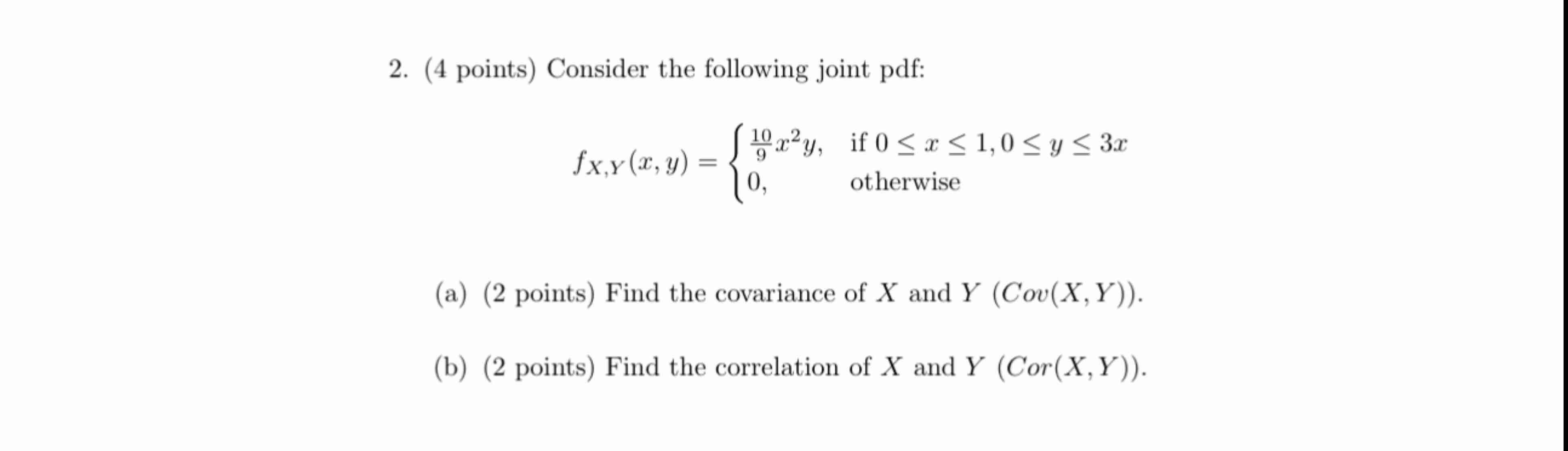Solved (4 ﻿points) ﻿Consider the following joint | Chegg.com
