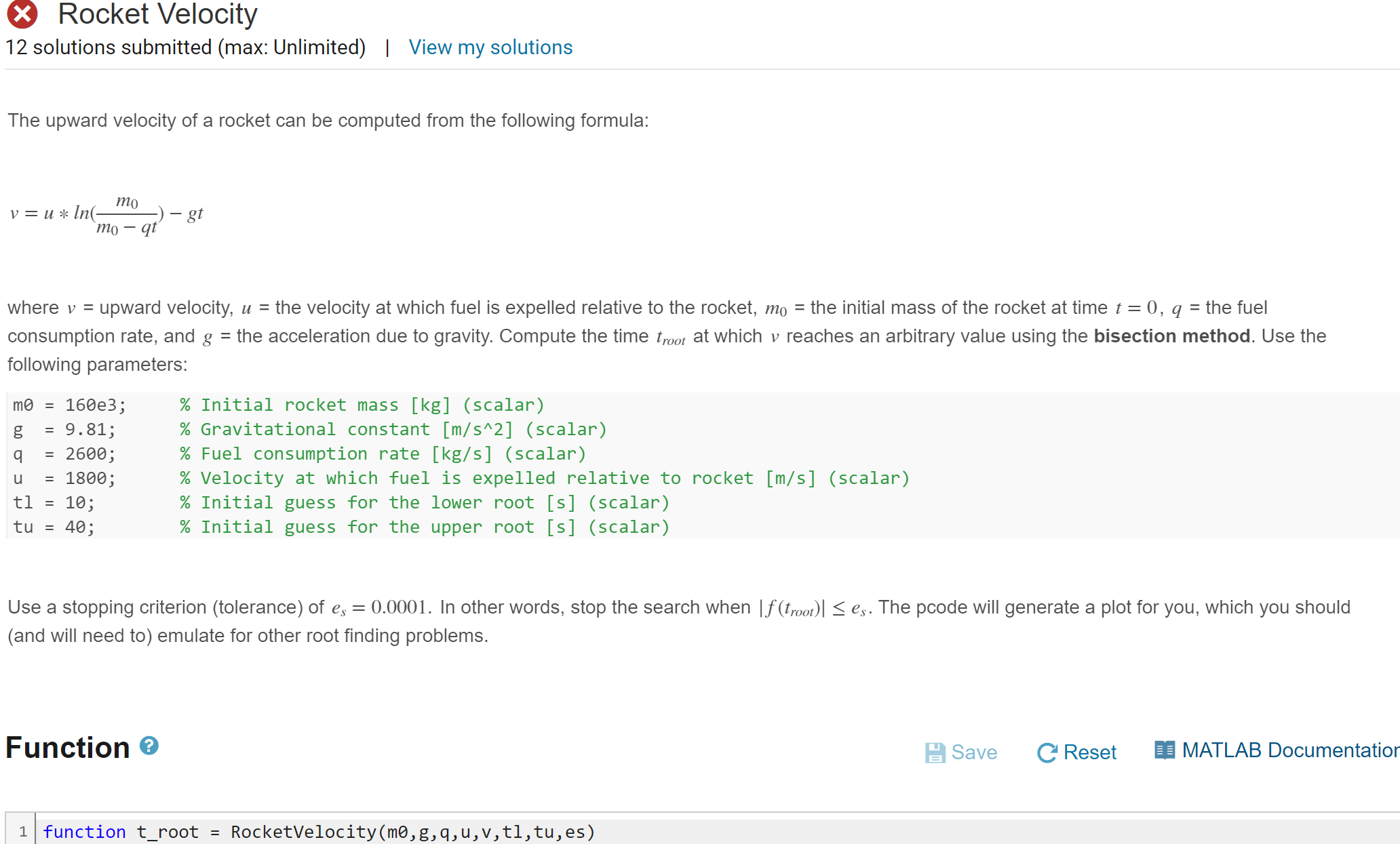 Solved The upward velocity of a rocket can be computed from | Chegg.com