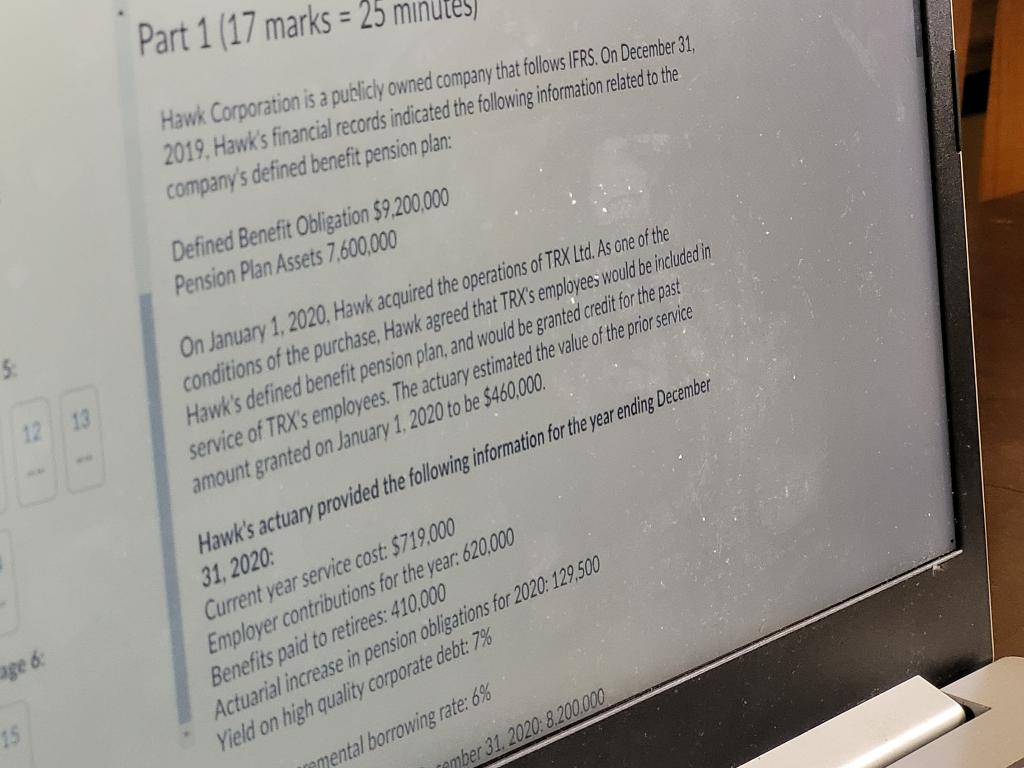 Part 1 (17 marks = 25 Hawk Corporation is a publicly | Chegg.com