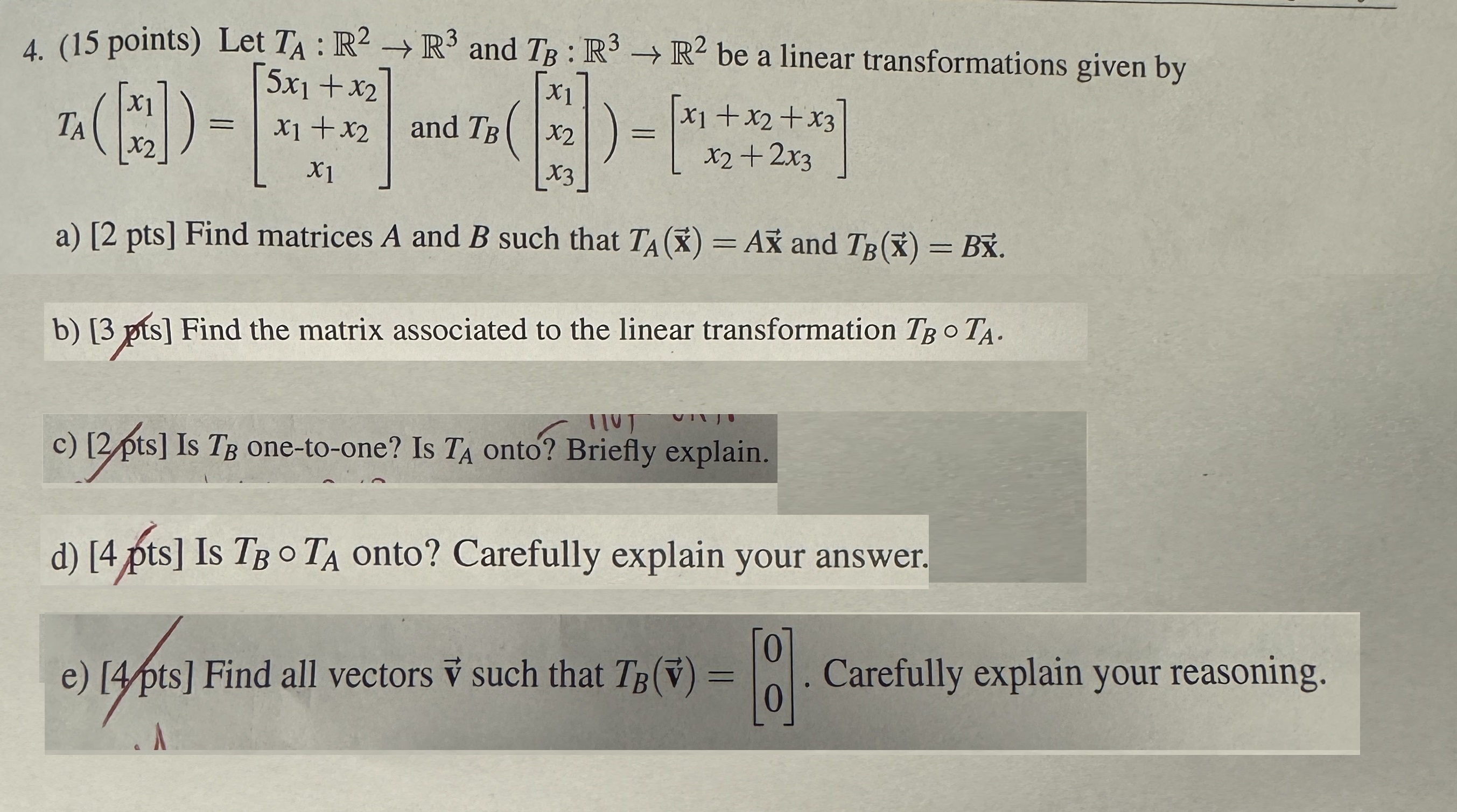 Solved (15 points) Let TA:R2→R3 and TB:R3→R2 be a linear | Chegg.com