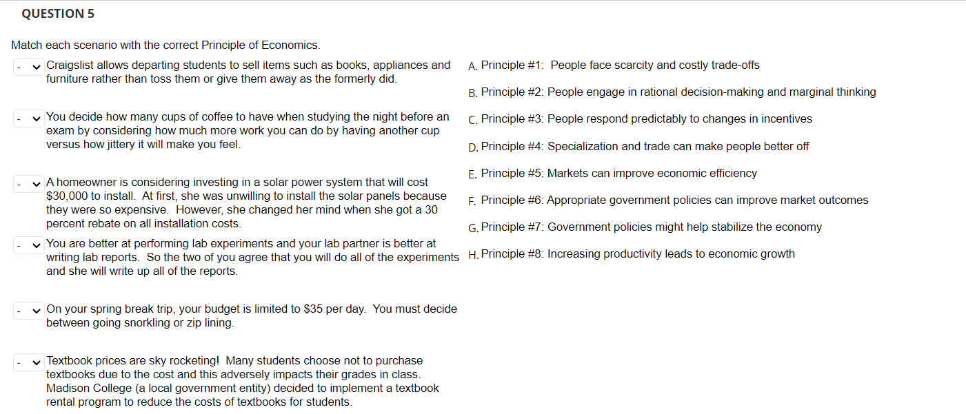 Solved Match each scenario with the correct Principle of | Chegg.com