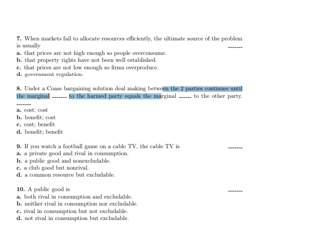 Solved 7. When markets fail to allocate resources | Chegg.com