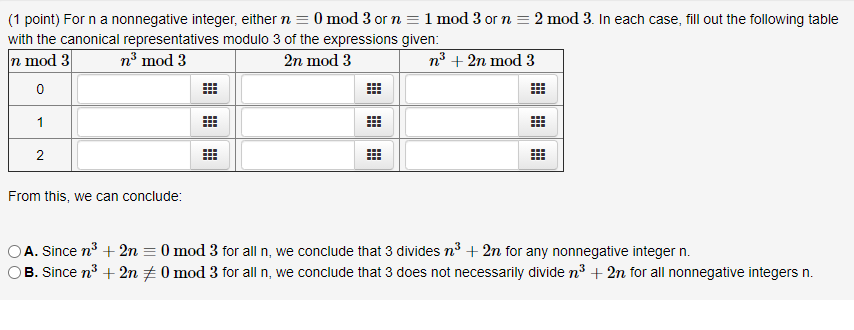Solved (1 point) For n a nonnegative integer, either n = 0 | Chegg.com