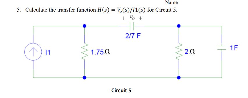Solved Calculate the transfer function H(s)=VosI1(s) ﻿for | Chegg.com