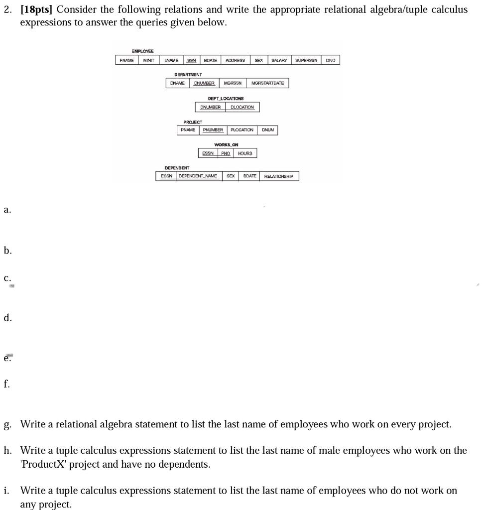 Solved 2. [18pts] Consider the following relations and write | Chegg.com