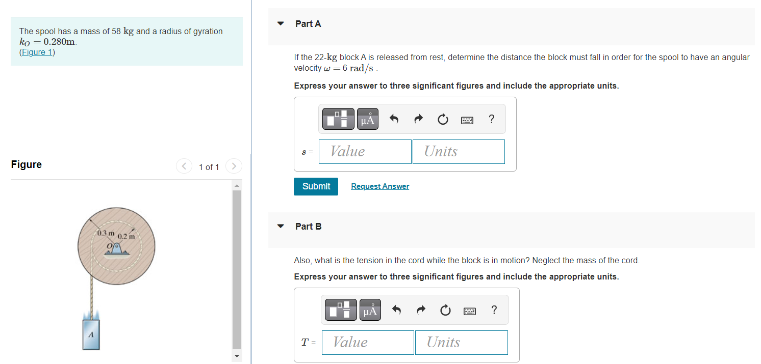 Solved The spool has a mass of 58 kg and a radius of | Chegg.com