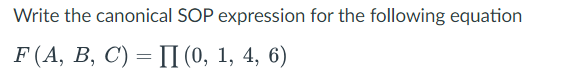 Write the canonical SOP expression for the following | Chegg.com