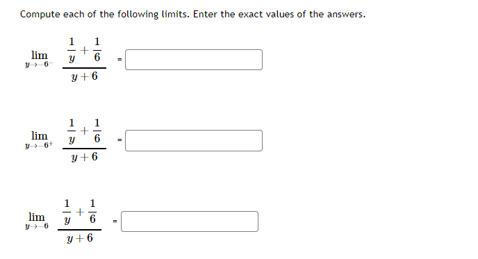 Solved Compute each of the following limits. Enter the exact | Chegg.com