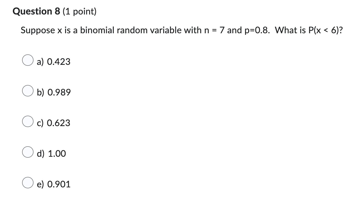 Solved Question 8 (1 point) Suppose x is a binomial random | Chegg.com