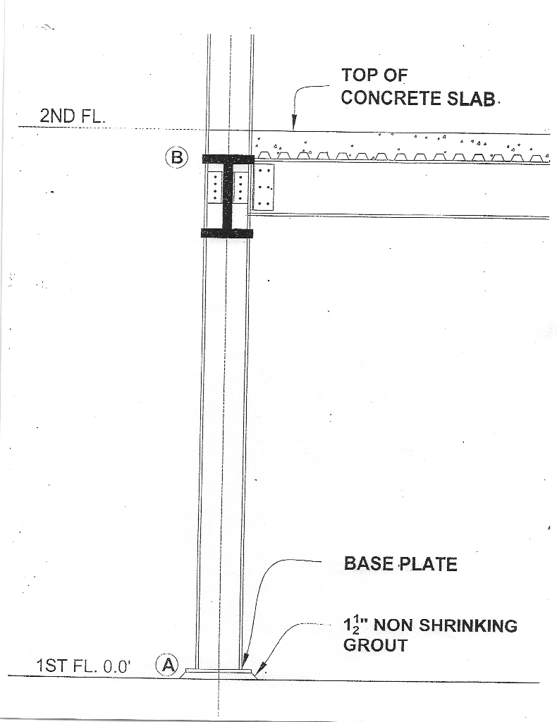 Solved TOP OF CONCRETE SLAB 2ND FL. B В : : : .. BASE PLATE | Chegg.com